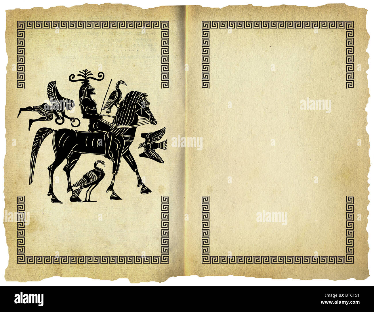 Old paper with greek god Stock Photo - Alamy