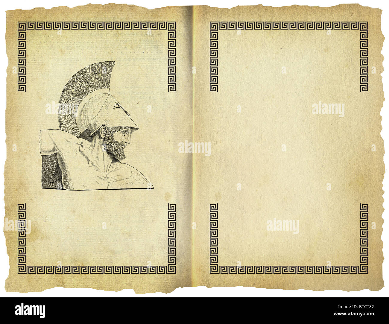 Old paper with greek soldier Stock Photo - Alamy