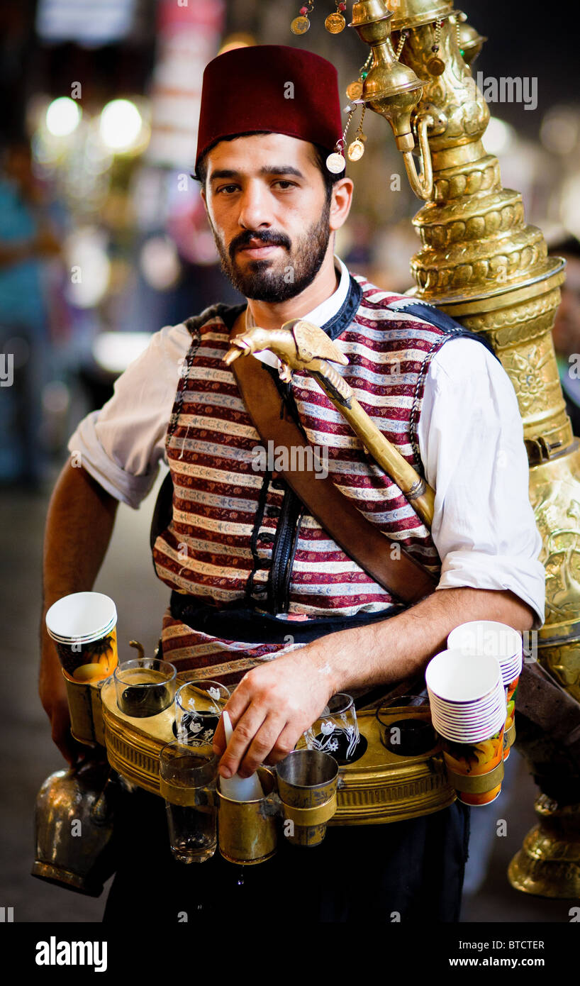 Traditional tamarind juice seller in the souk of Damascus, Syria Stock ...