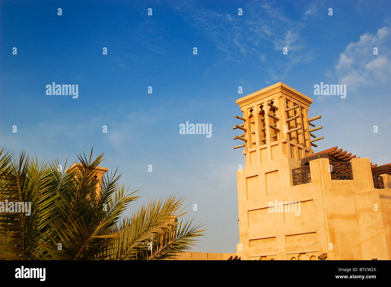 Arabic wind tower during sunset, Dubai, UAE Stock Photo - Alamy