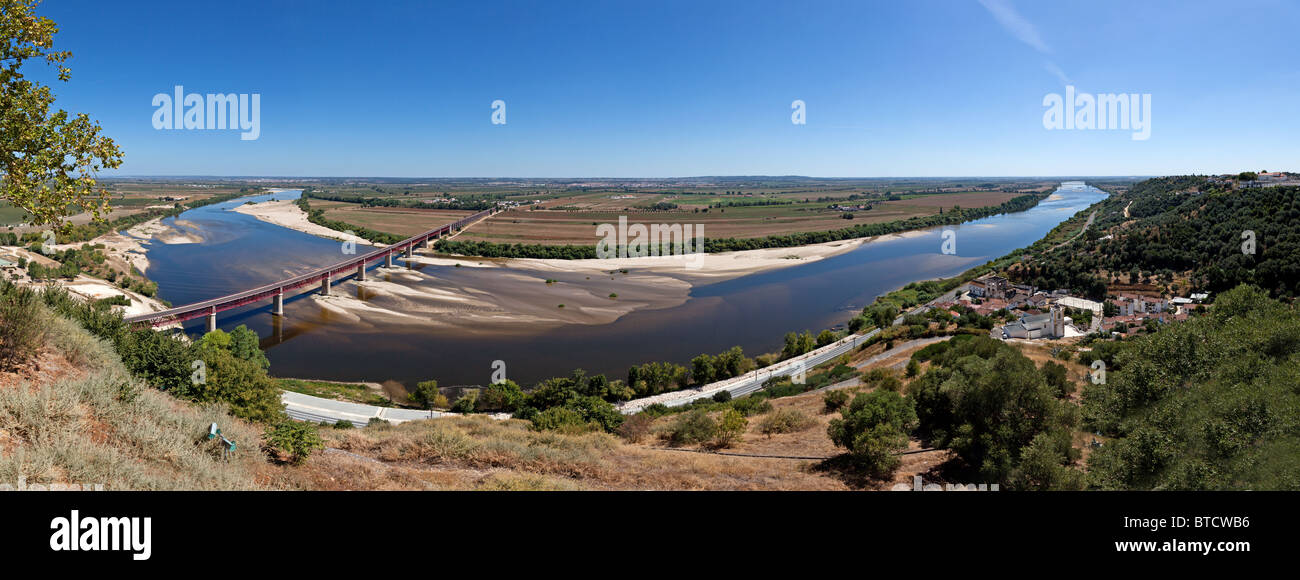 Tagus River (Rio Tejo), Dom Luis I Bridge and the Leziria landscape ...