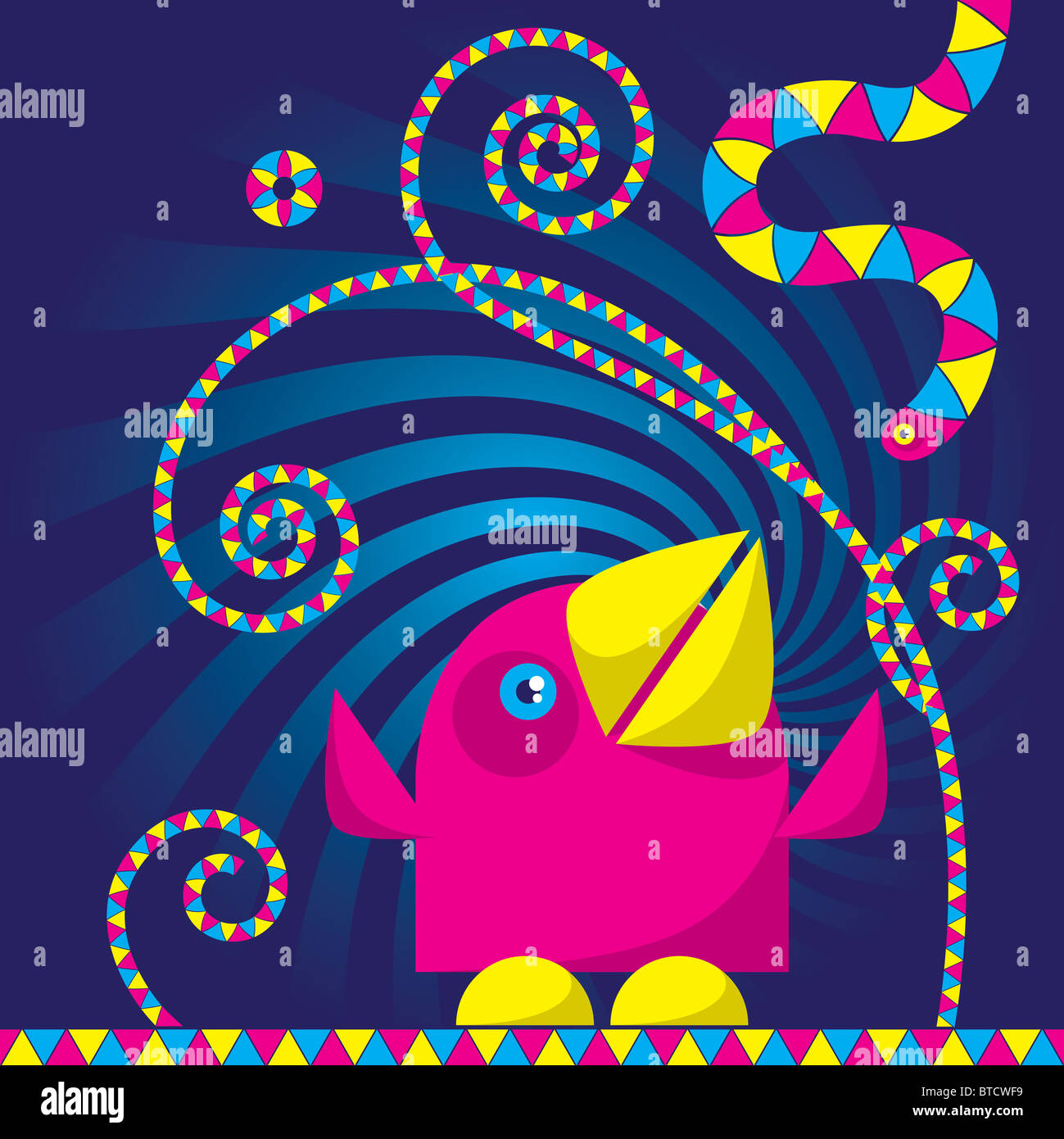 Cartoon bird hunt for a clever worm Stock Photo - Alamy