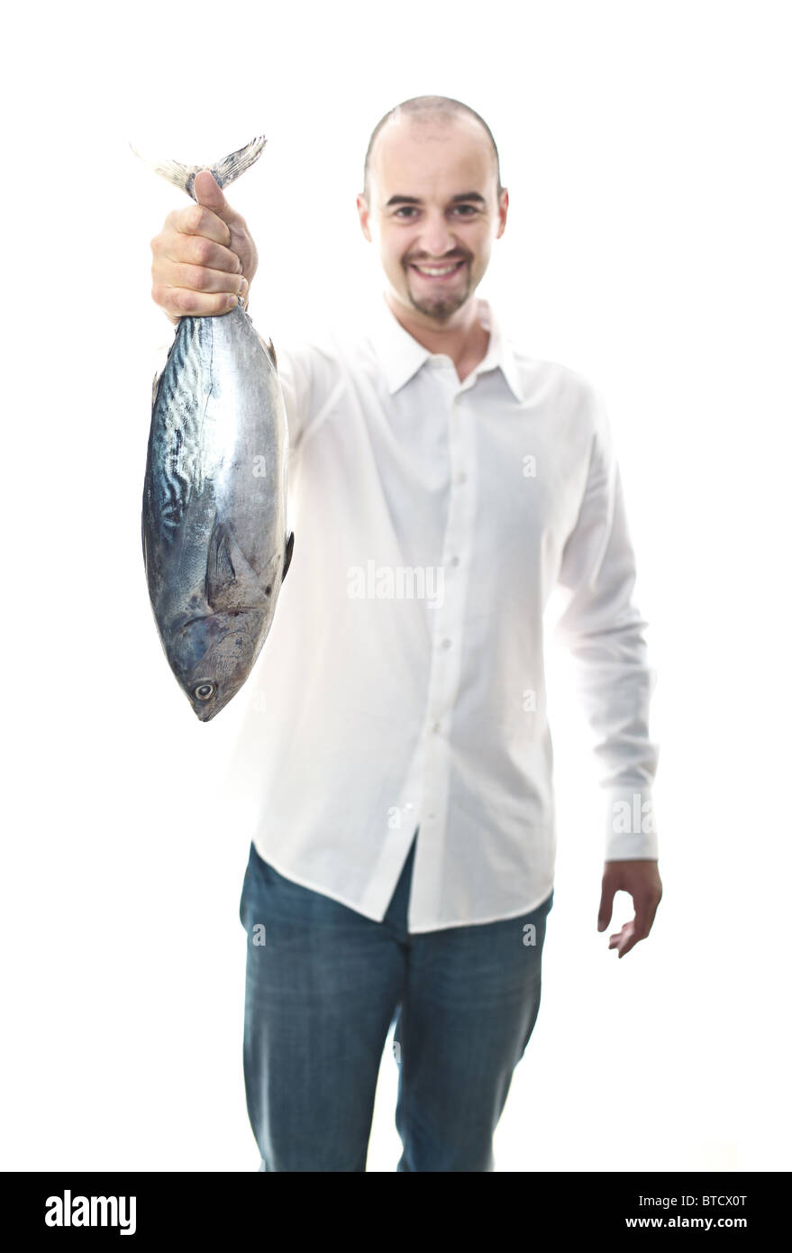 man hold fish Stock Photo - Alamy