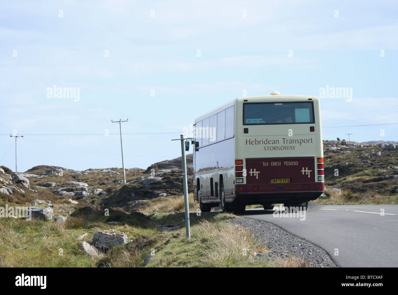 Hebridean Transport bus on isle of Harris Outer Hebrides Scotland June ...