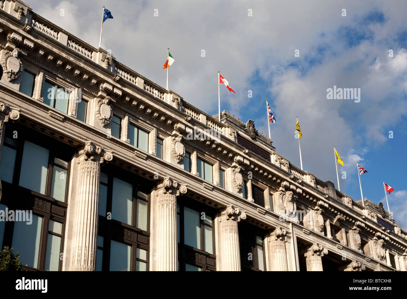 Flags above Selfridge's Department Store, Oxford Street, London October ...