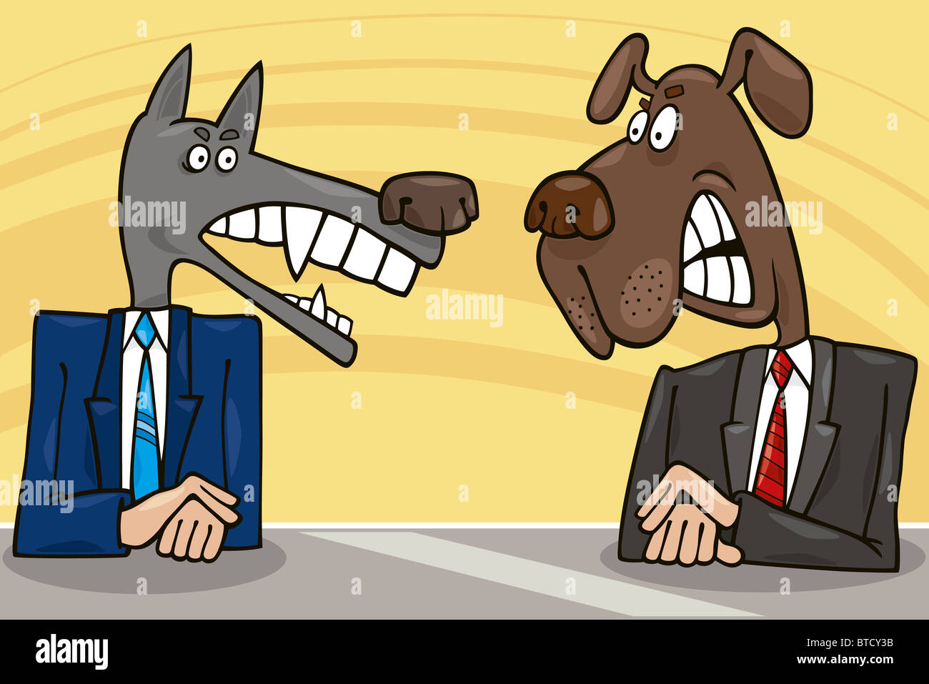 cartoon illustration of two antagonist politicians debate Stock Photo ...