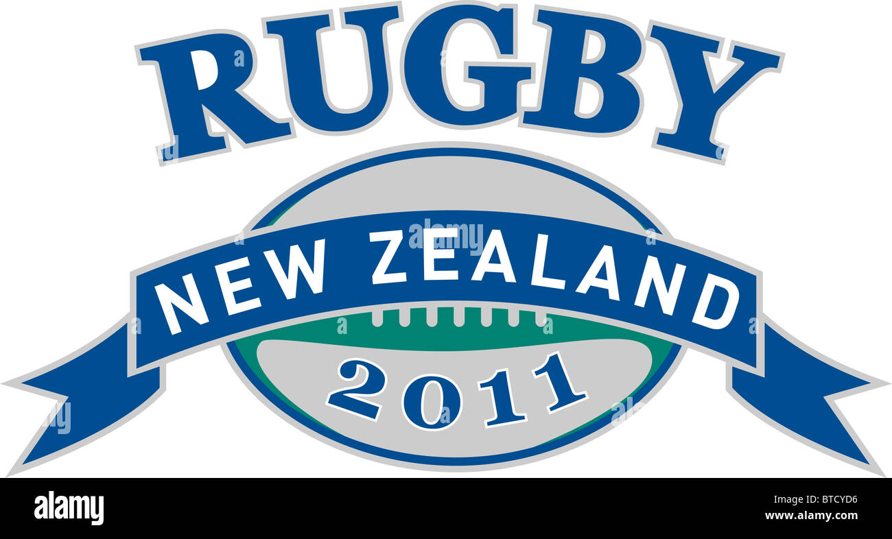 illustration of a rugby ball set inside ribbon scroll with words "rugby ...