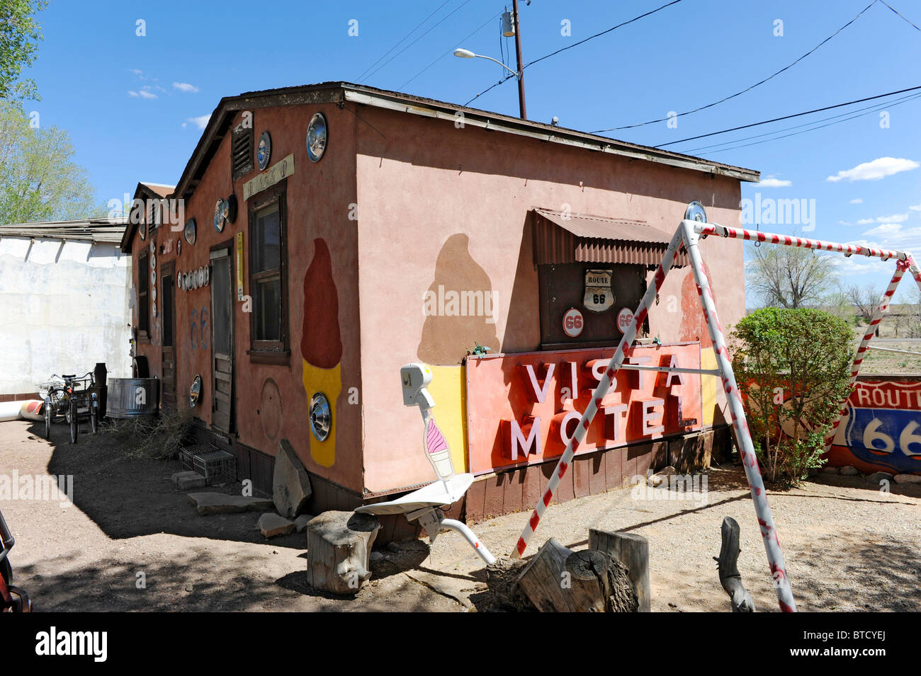 Signs and Decorations around Snow Cap Inn Seligman Arizona Route 66 ...