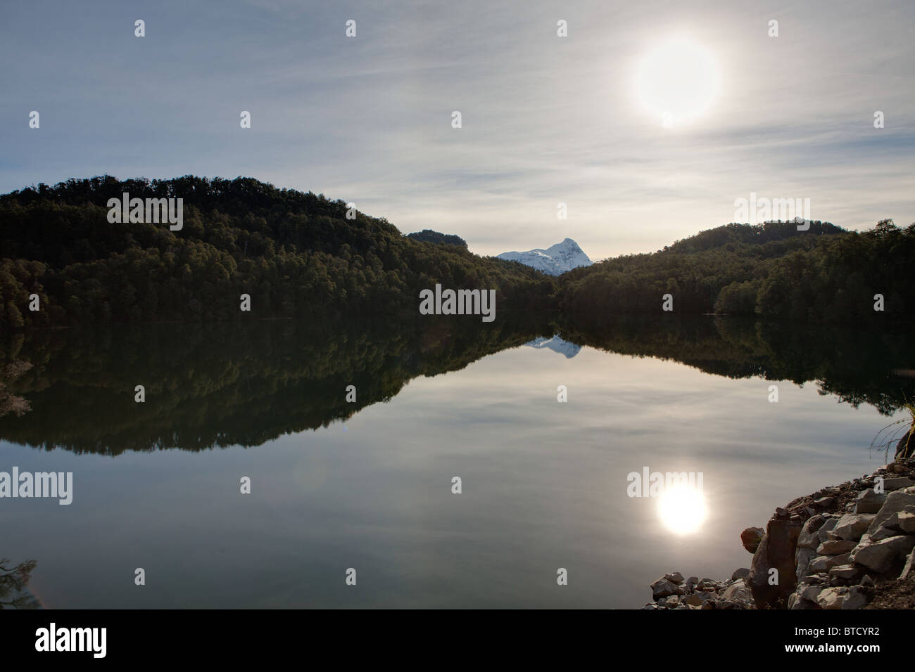 Reflection over Lago Espejo (Lake Mirror) from a viewpoint in the Siete ...