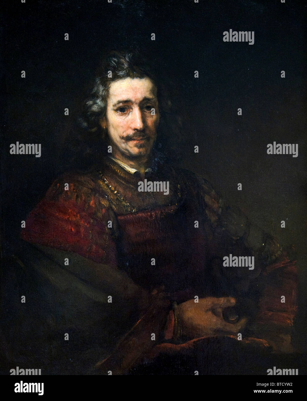 Man with a Magnifying Glass, early 1660s, by Rembrandt Stock Photo - Alamy