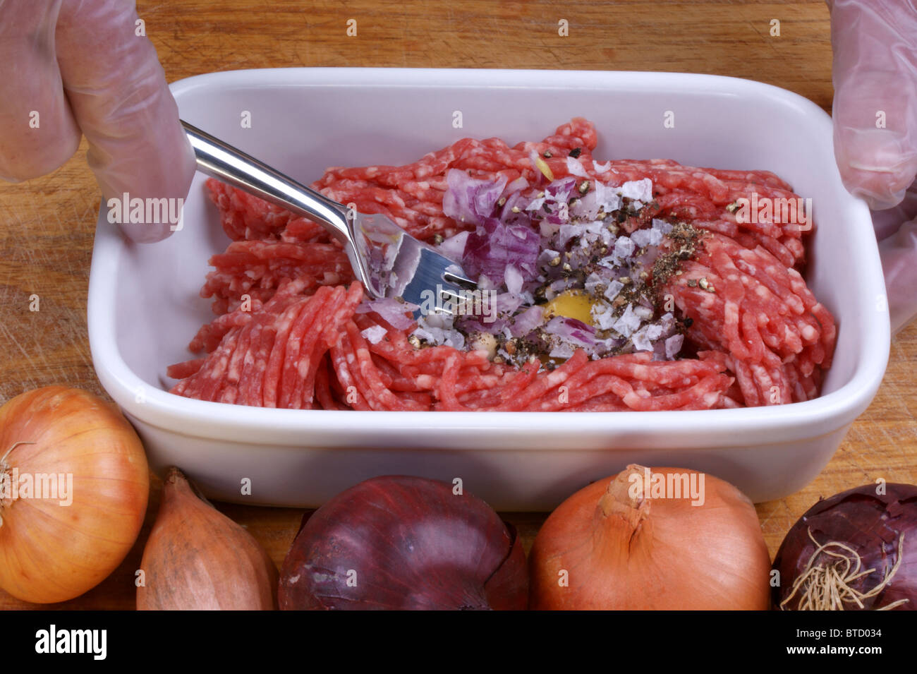 how to make home made pork tartar Stock Photo - Alamy