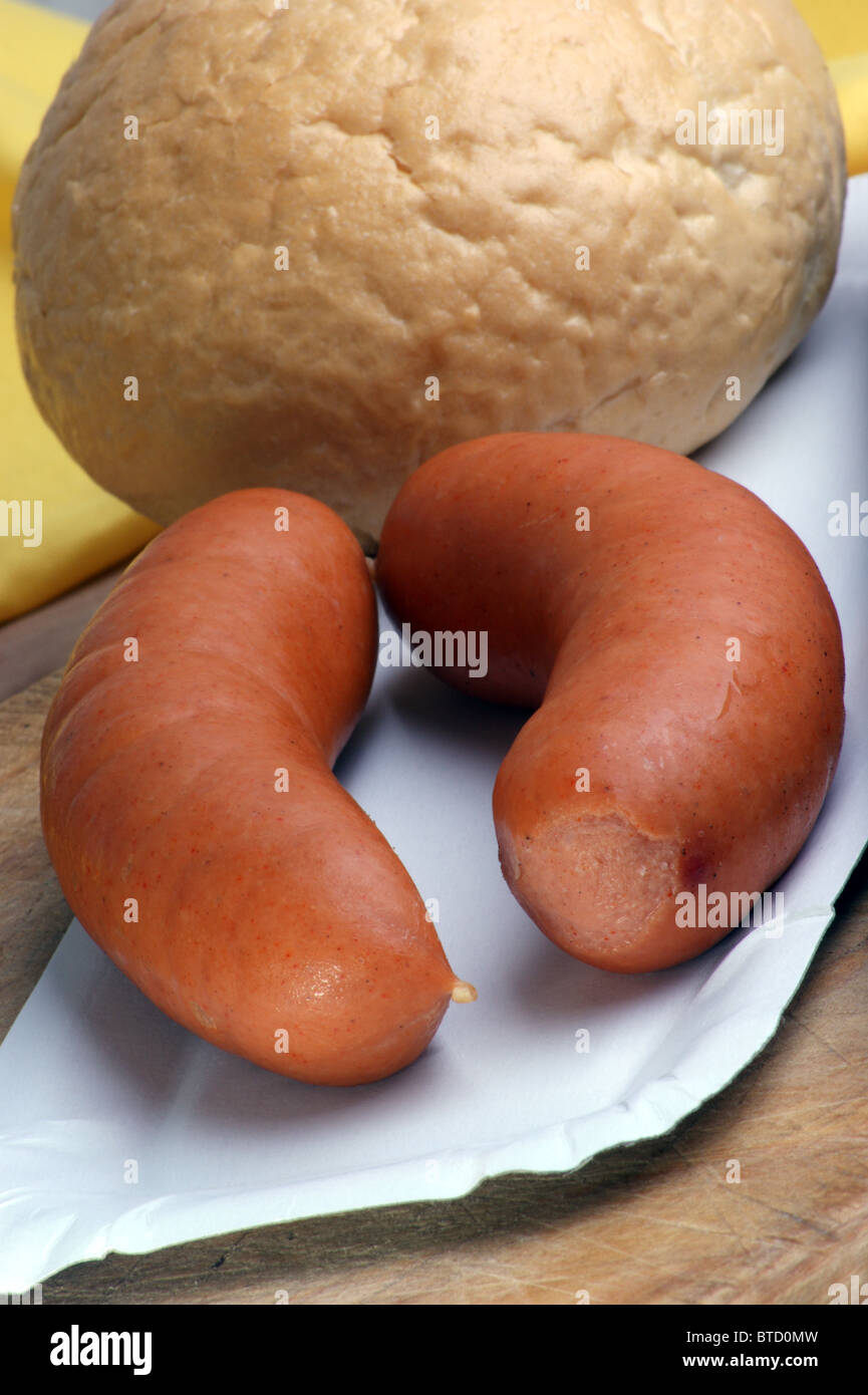 sausage, also known as knackwurst, on paper plate Stock Photo - Alamy