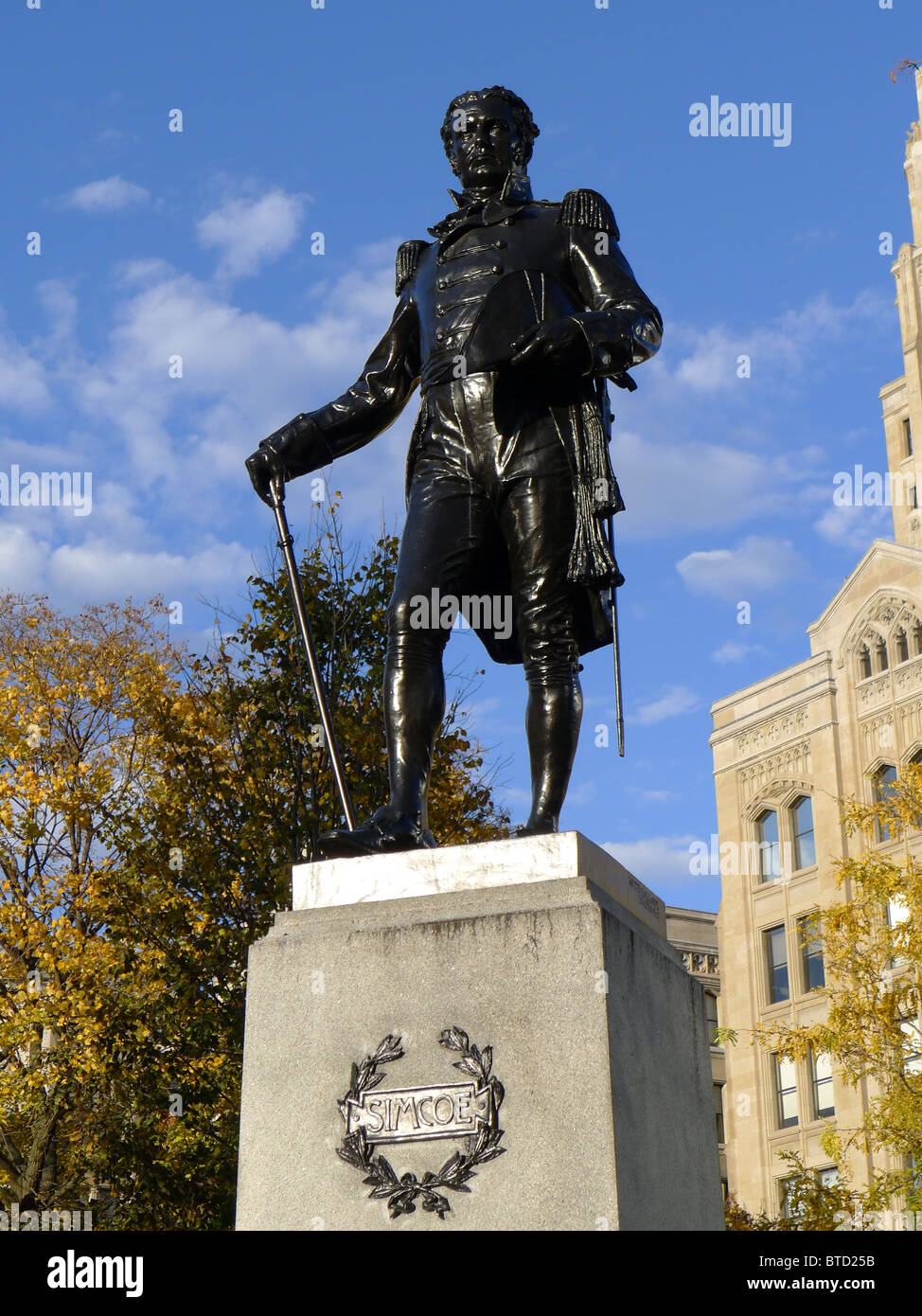 Statue of Sir John Graves Simcoe, founder of Toronto Stock Photo - Alamy