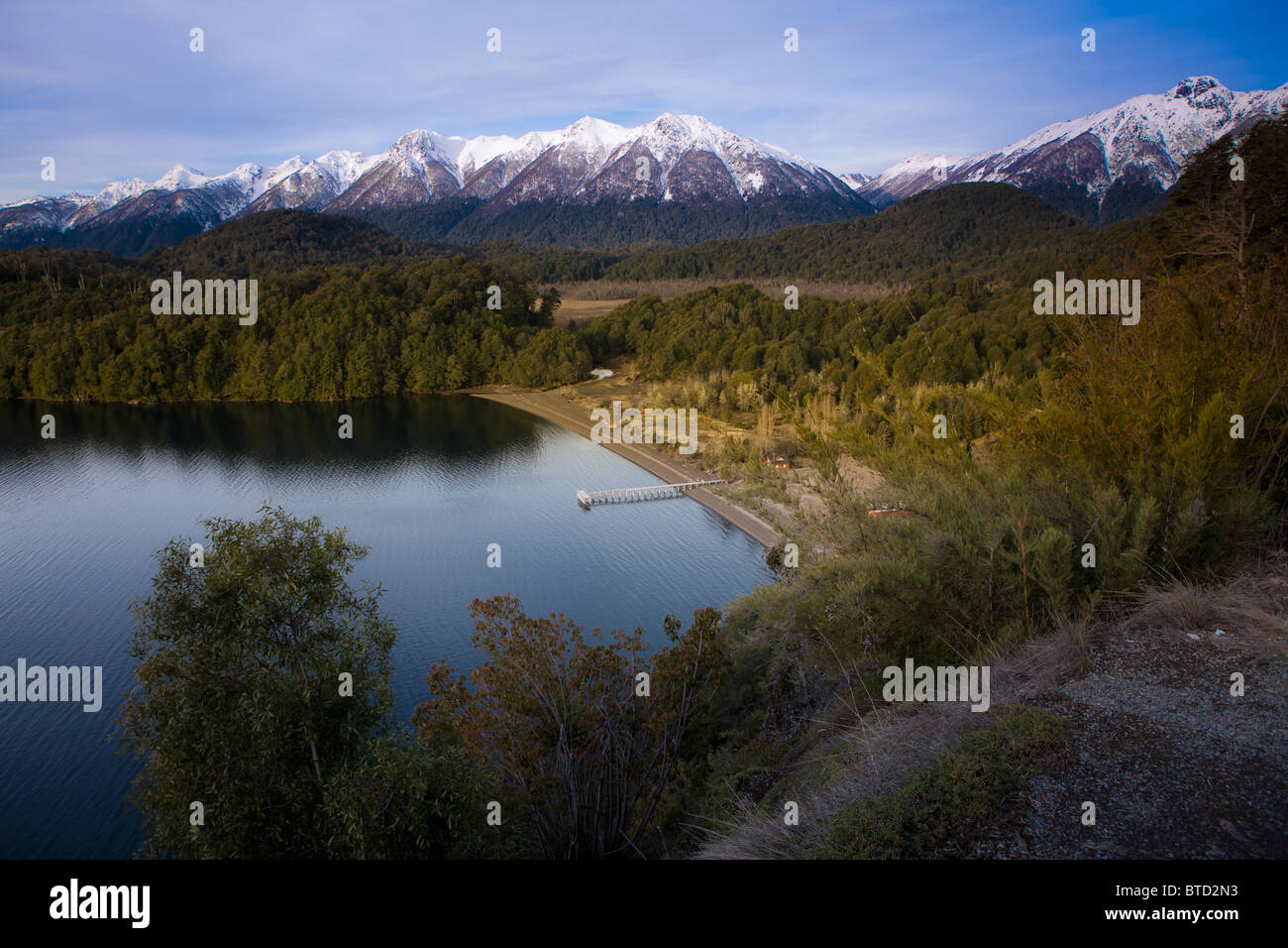 Lago Espejo (Lake Mirror) from a high viewpoint in the road from Villa ...