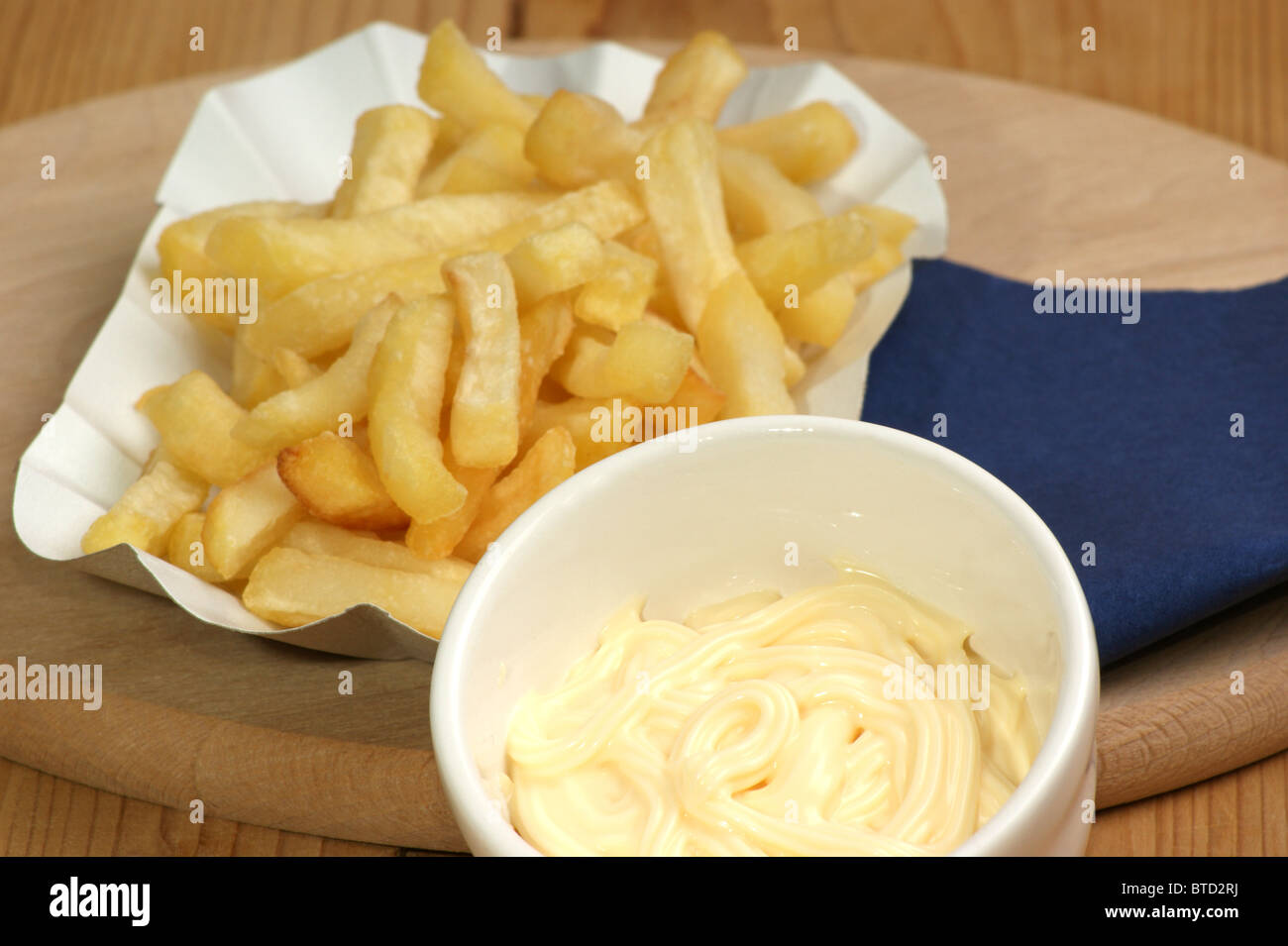 fat chips with mayonnaise Stock Photo - Alamy