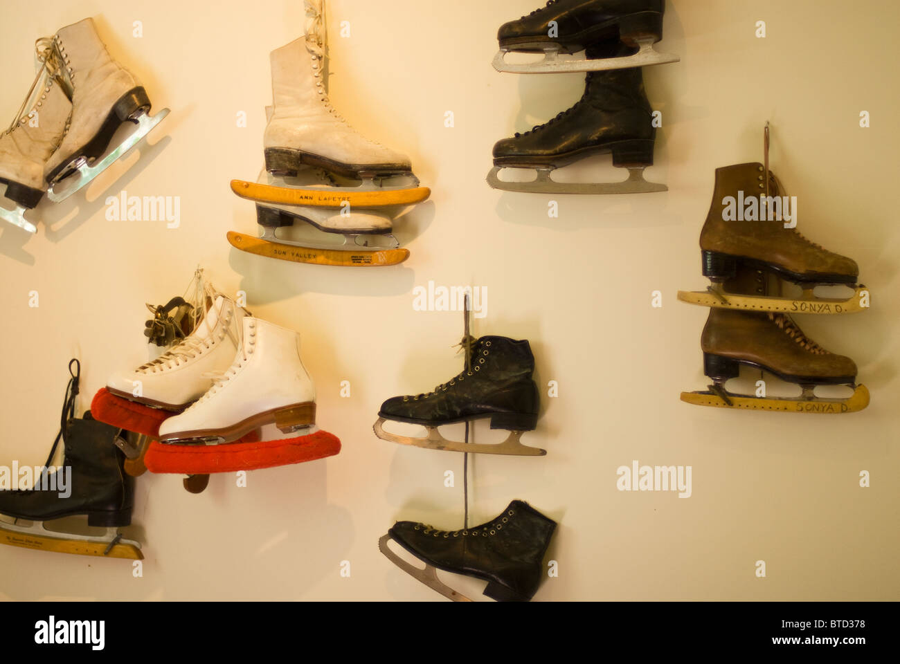 Ice skates on display in the Ketchum Sun Valley Ski Museum, Idaho Stock ...