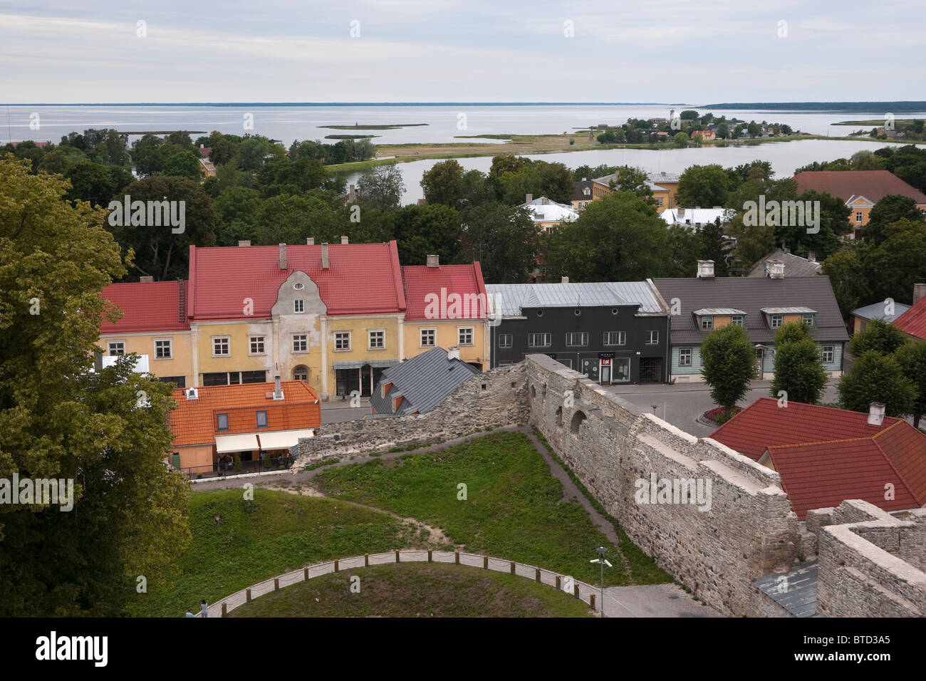View from the tower of Haapsalu castle to the city centre and the old ...