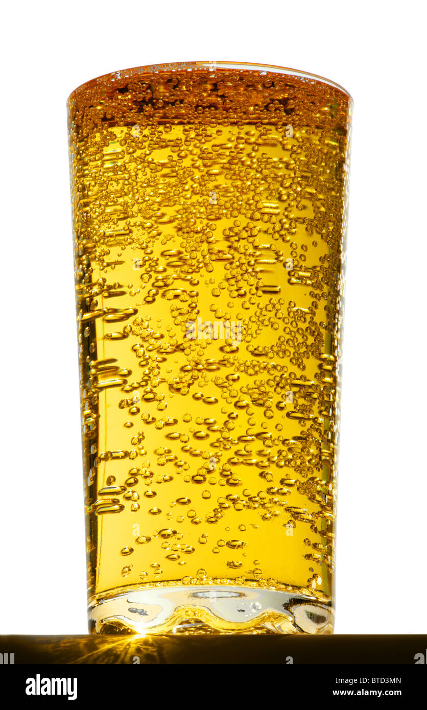 glass with bubbles in beer isolated on white Stock Photo - Alamy