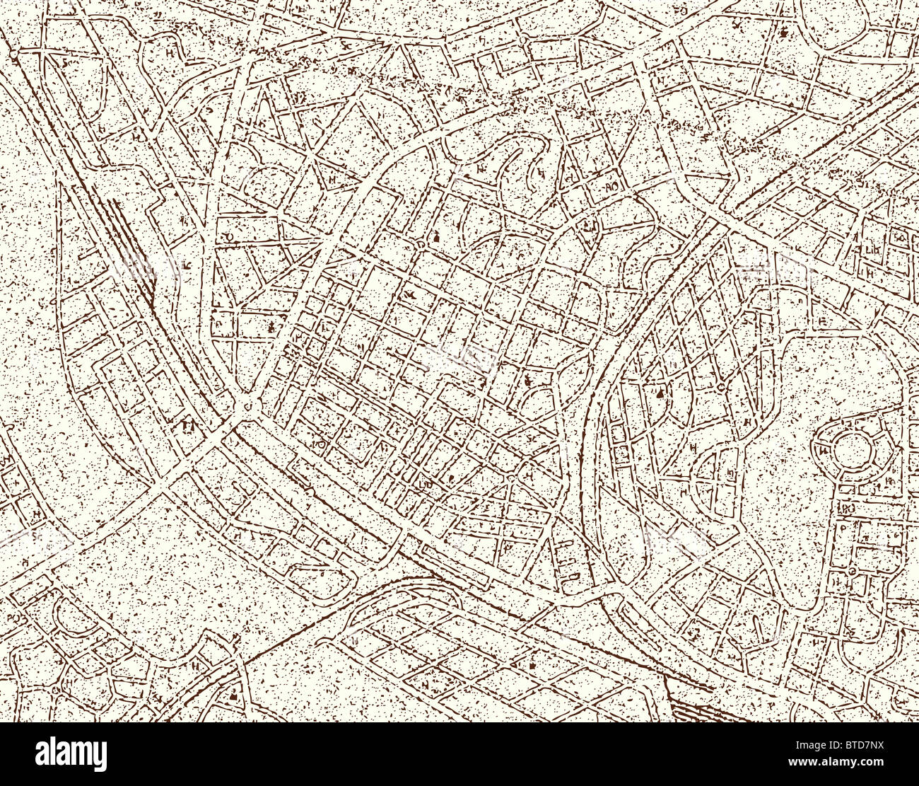 Illustrated map of a generic city with grunge and no names Stock Photo ...