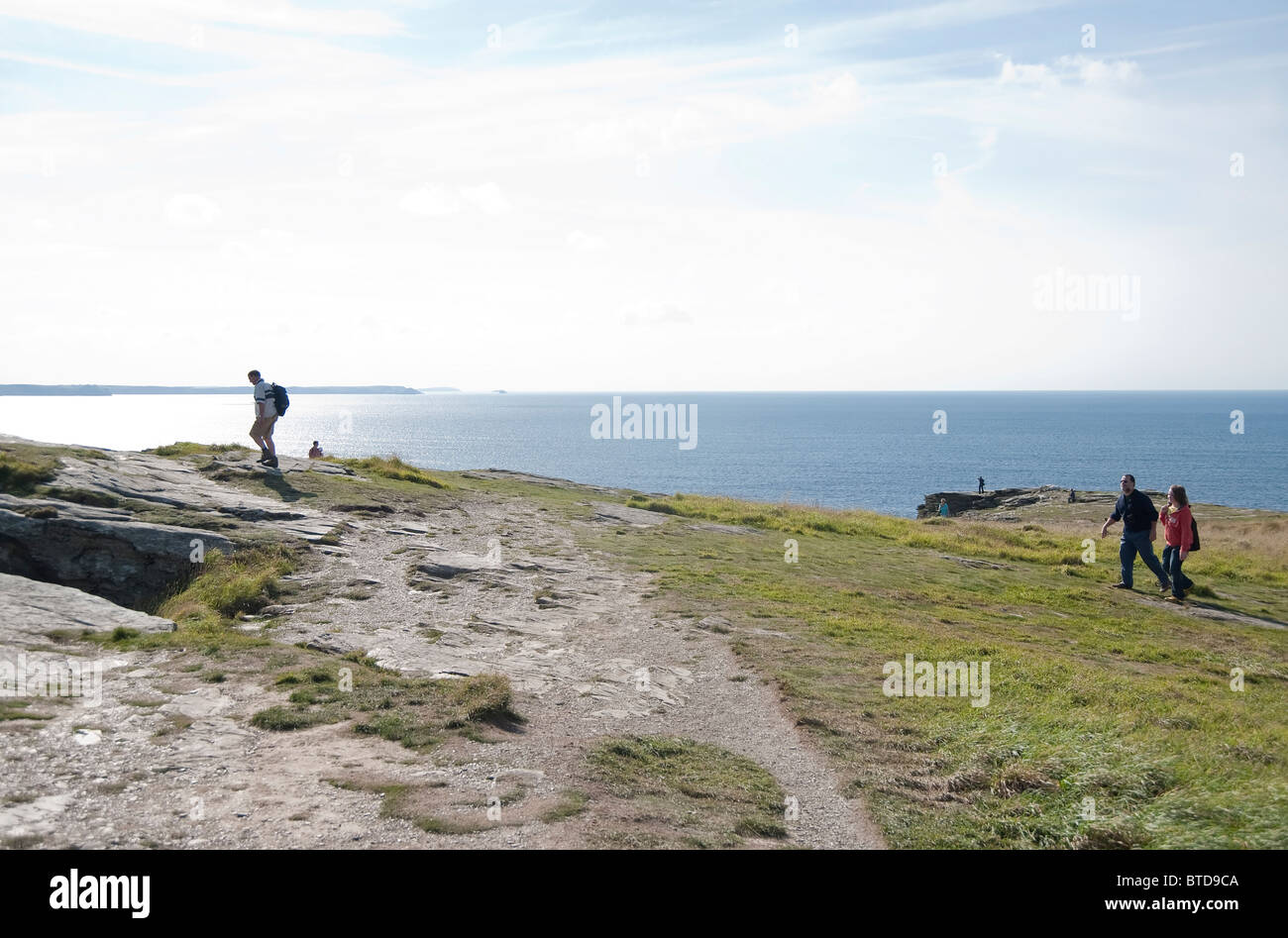 Walkers in Tintagel Head, Cornwall, UK Stock Photo - Alamy