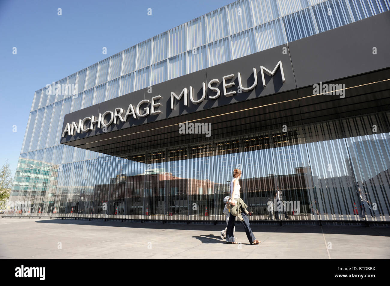 View of the west entrance of the Anchorage Museum at Rasmuson Center in ...
