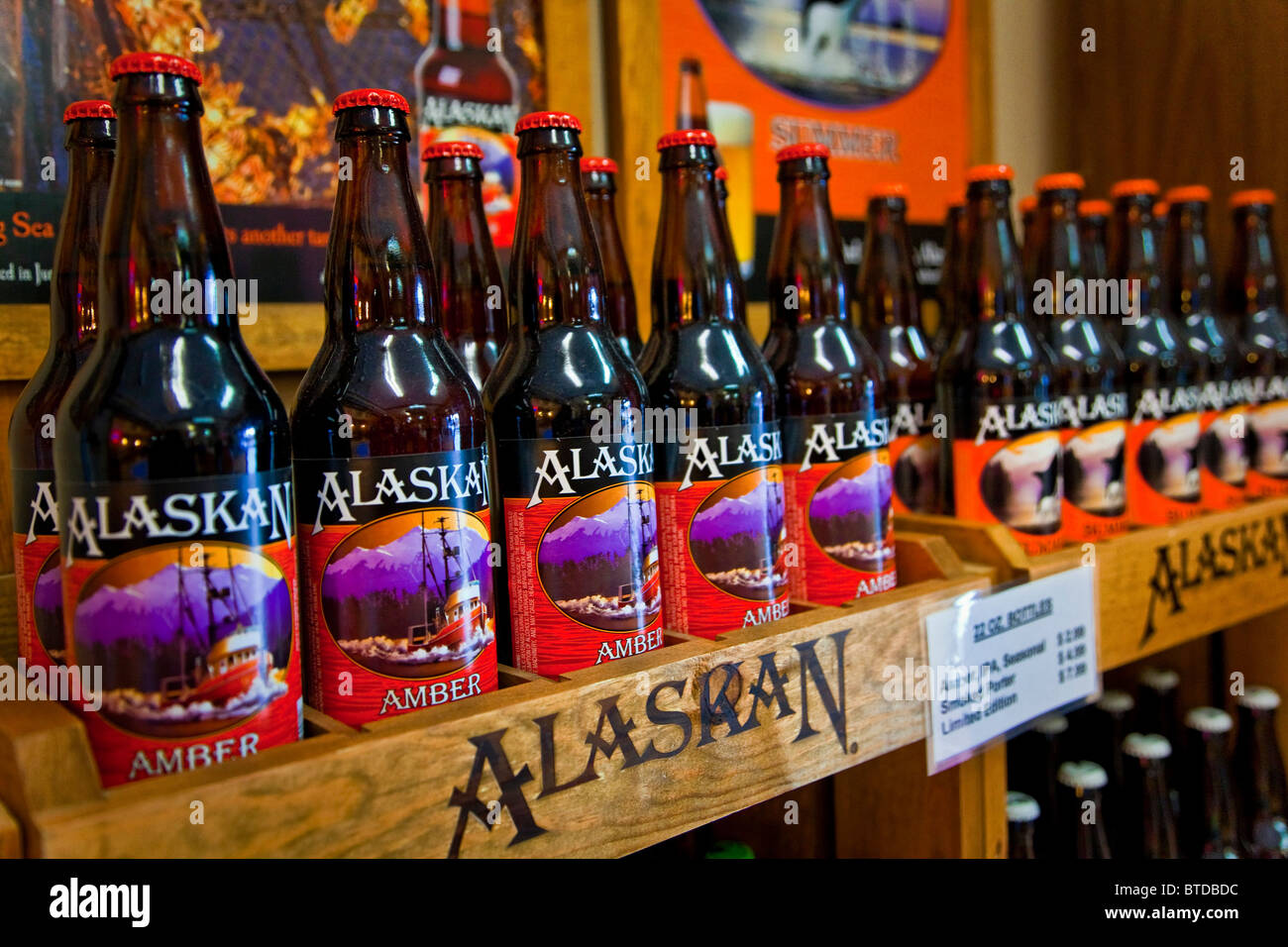 Close up of the gift shop beer display at the Alaskan Brewing Company ...