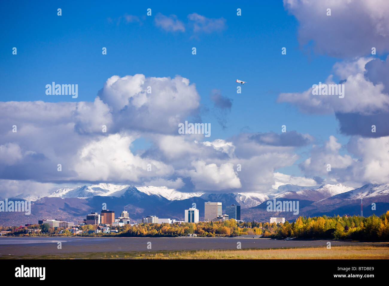 View of downtown Anchorage as seen from the Tony Knowles Coastal Trail ...