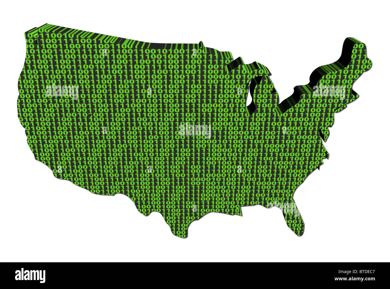 USA map with binary code on white illustration Stock Photo - Alamy