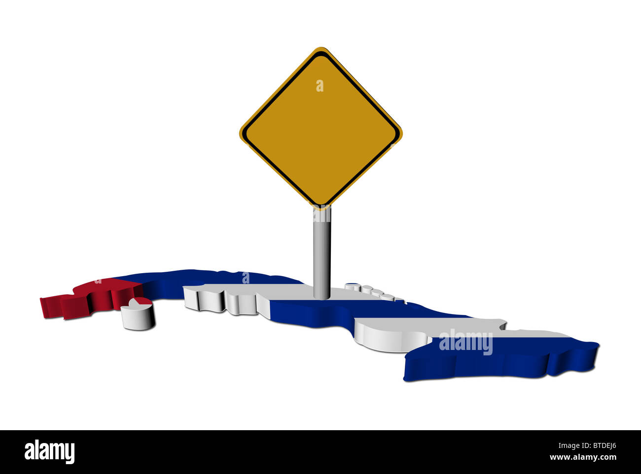 warning sign on Cuba map flag illustration Stock Photo - Alamy