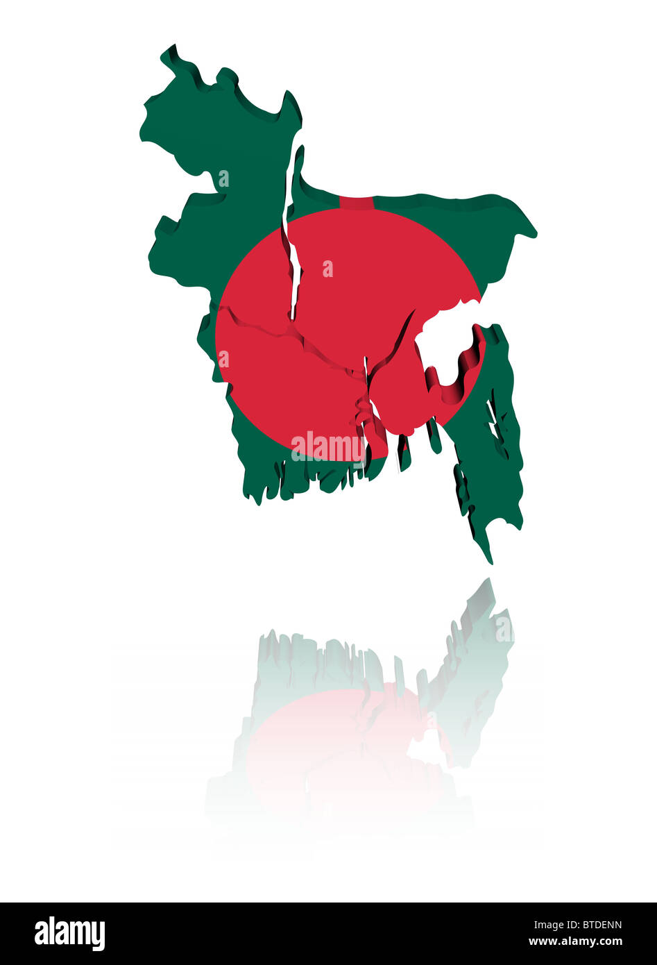 Bangladesh map flag 3d render with reflection illustration Stock Photo ...