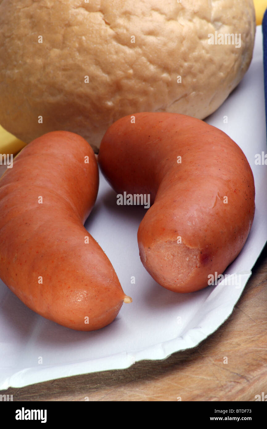 sausage, also known as knackwurst, on paper plate Stock Photo - Alamy