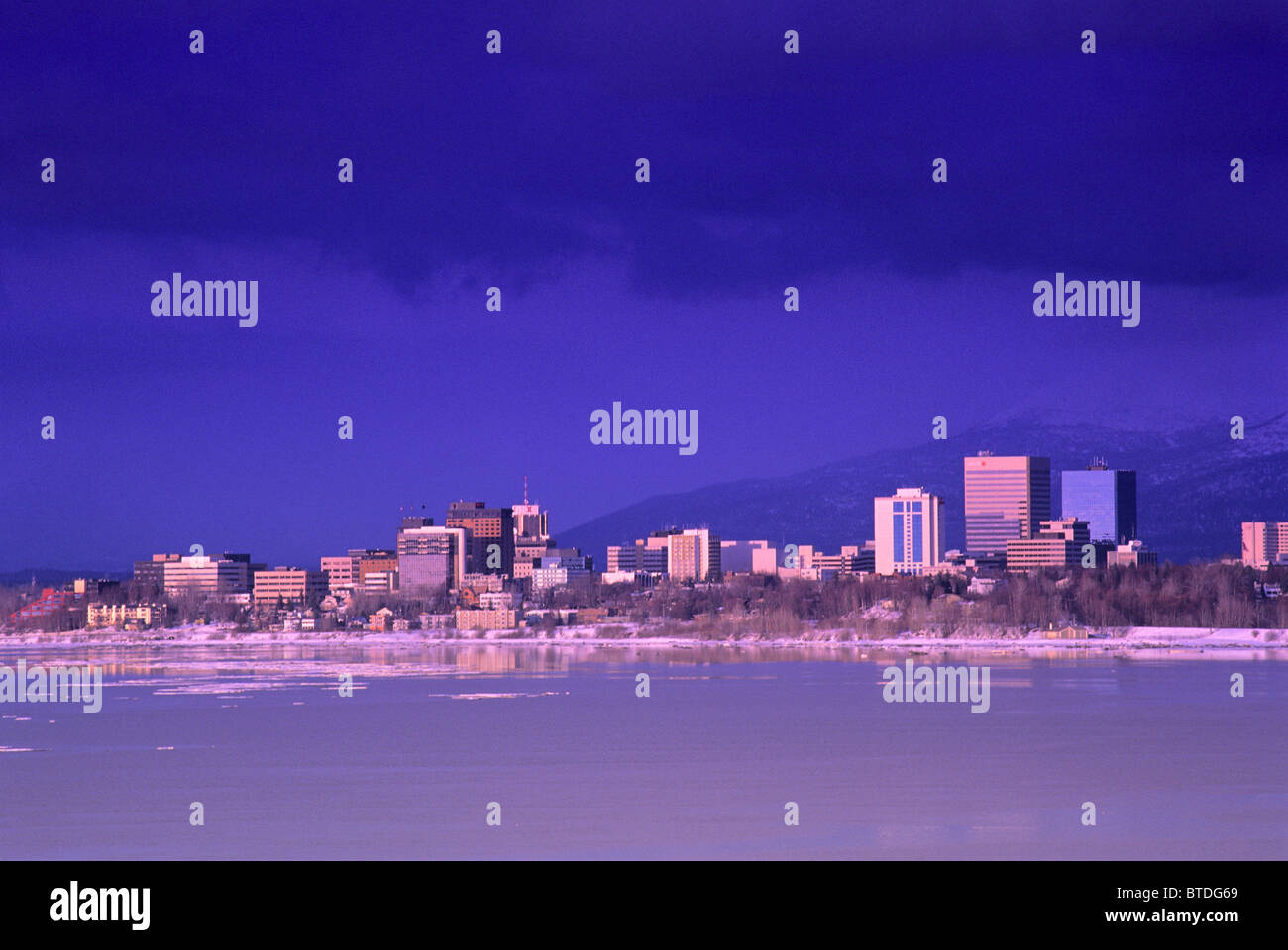 Anchorage Skyline Evening Cook Inlet Spring Alaska Stock Photo - Alamy