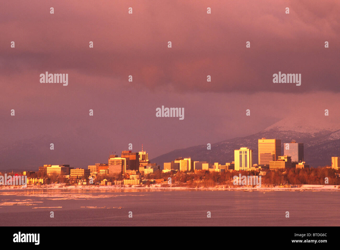 Anchorage Skyline Evening Cook Inlet Spring Alaska Stock Photo - Alamy