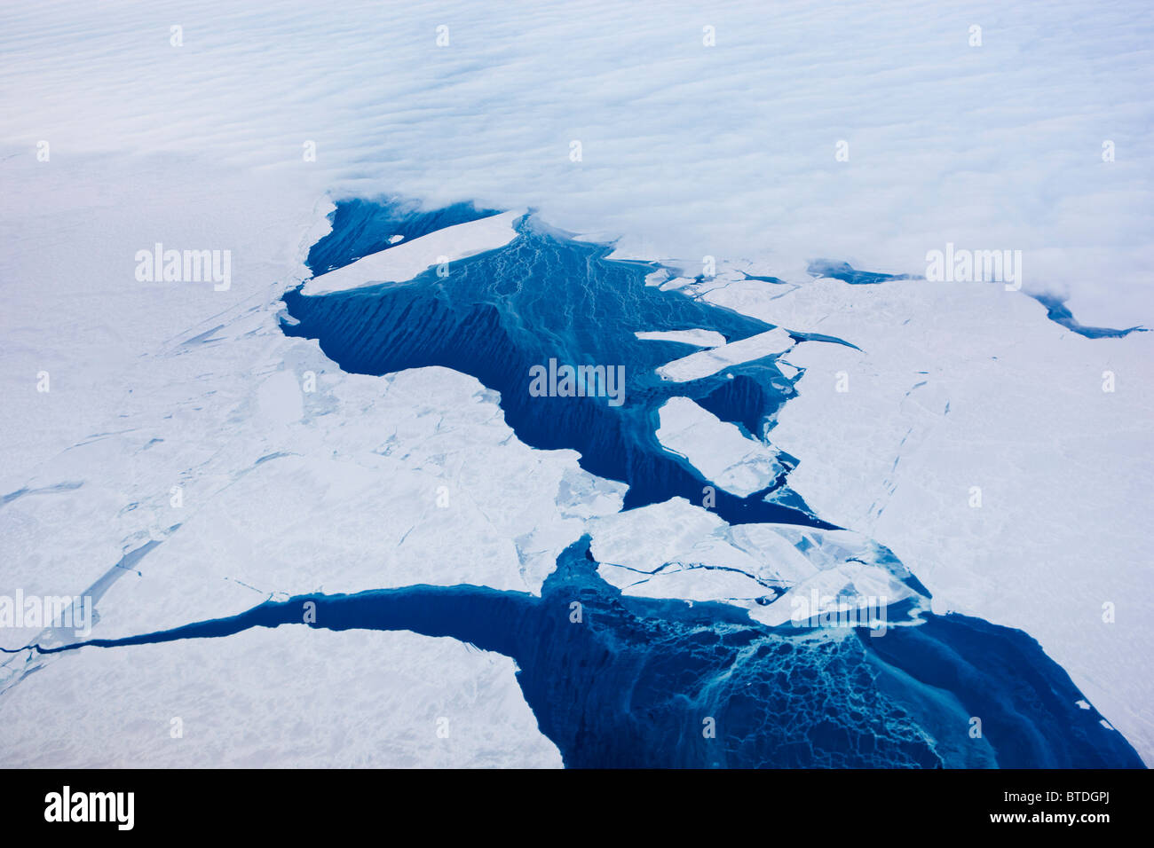 Aerial view of sea ice off the Seward Peninsula during Winter in Arctic ...