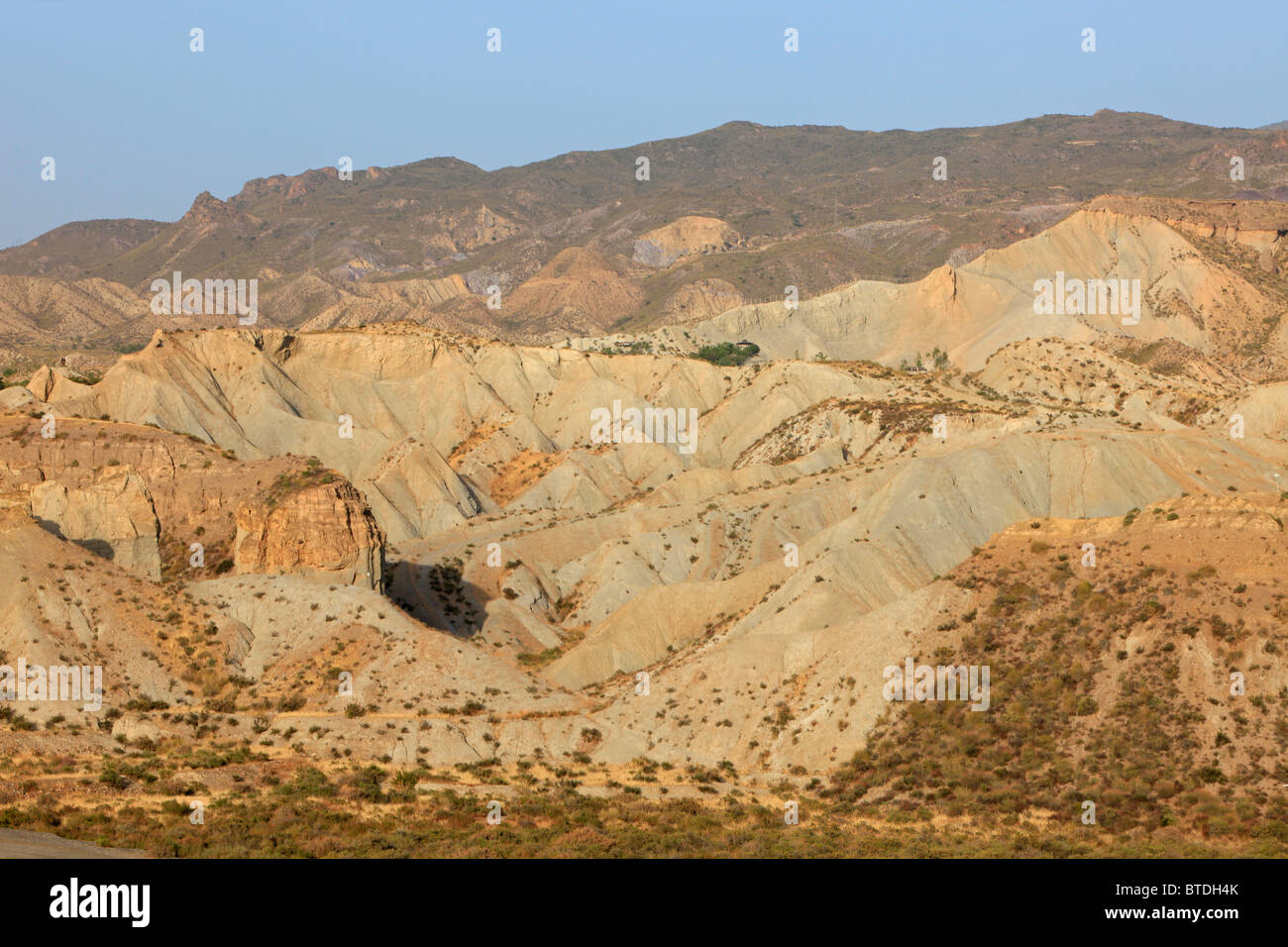 Panoramic view of the Tabernas Desert in Andalusia, Spain Stock Photo ...