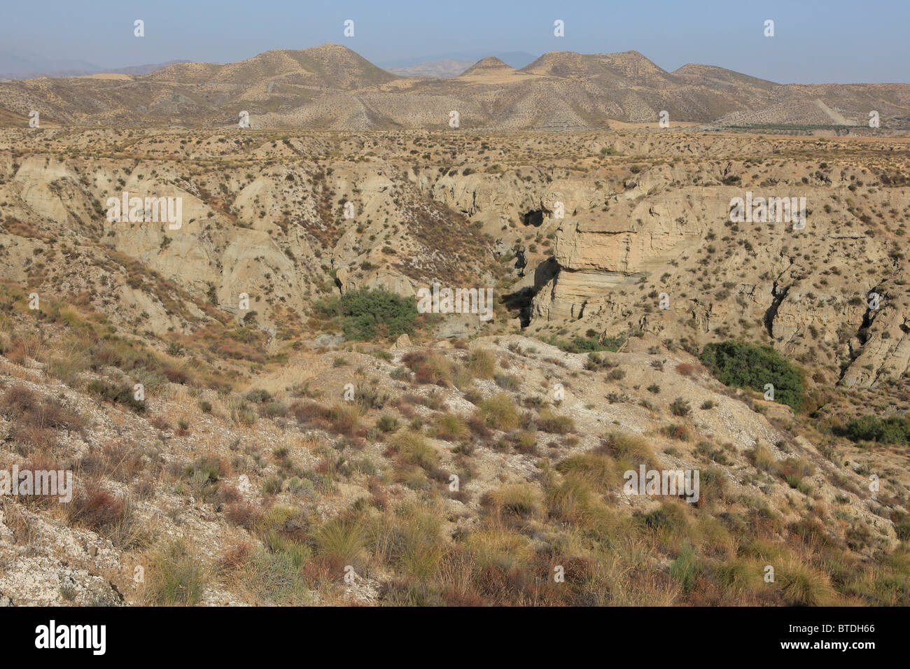 Panoramic view of the Tabernas Desert in Andalusia, Spain Stock Photo ...