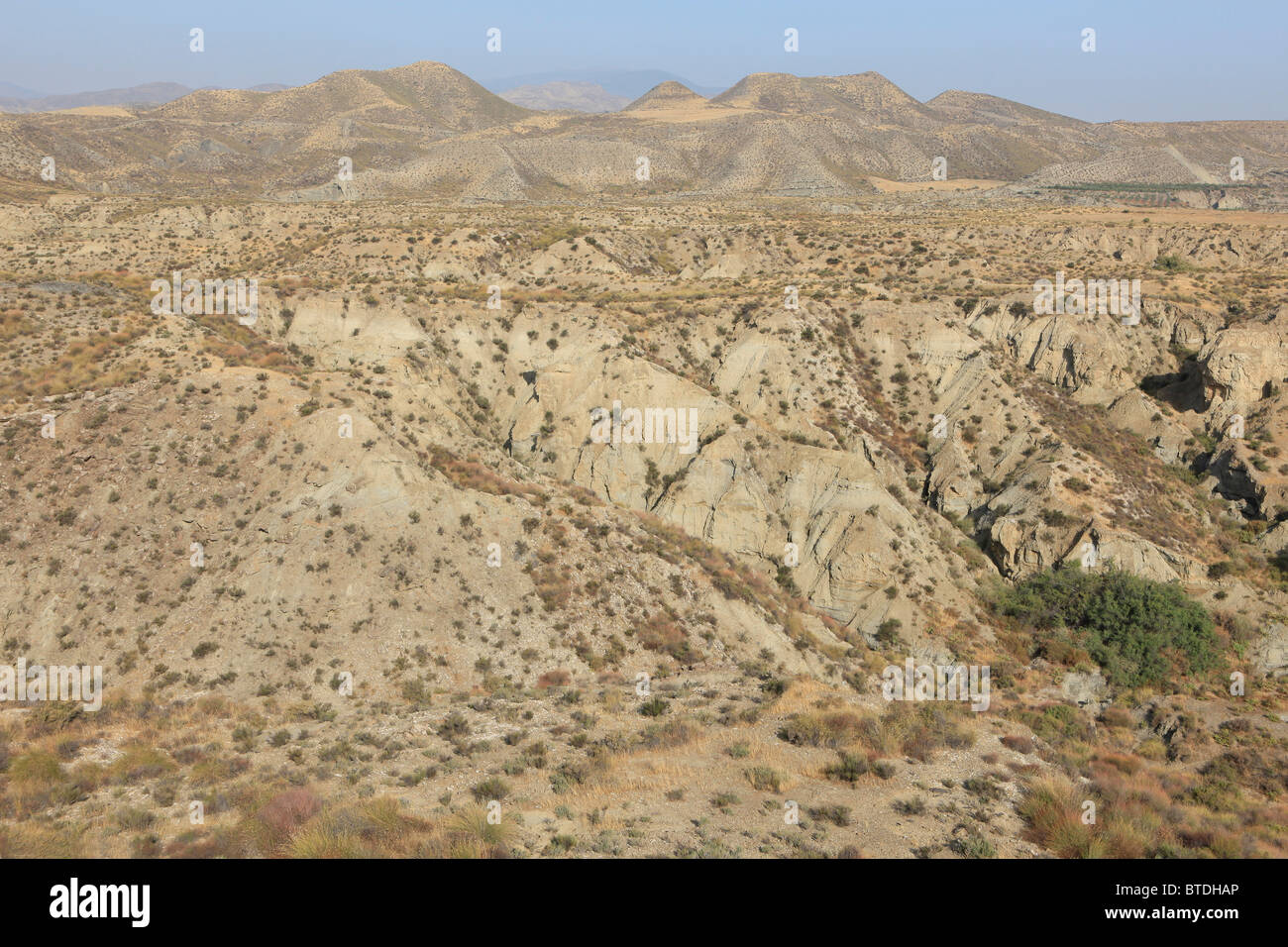 Panoramic view of the Tabernas Desert in Andalusia, Spain Stock Photo ...