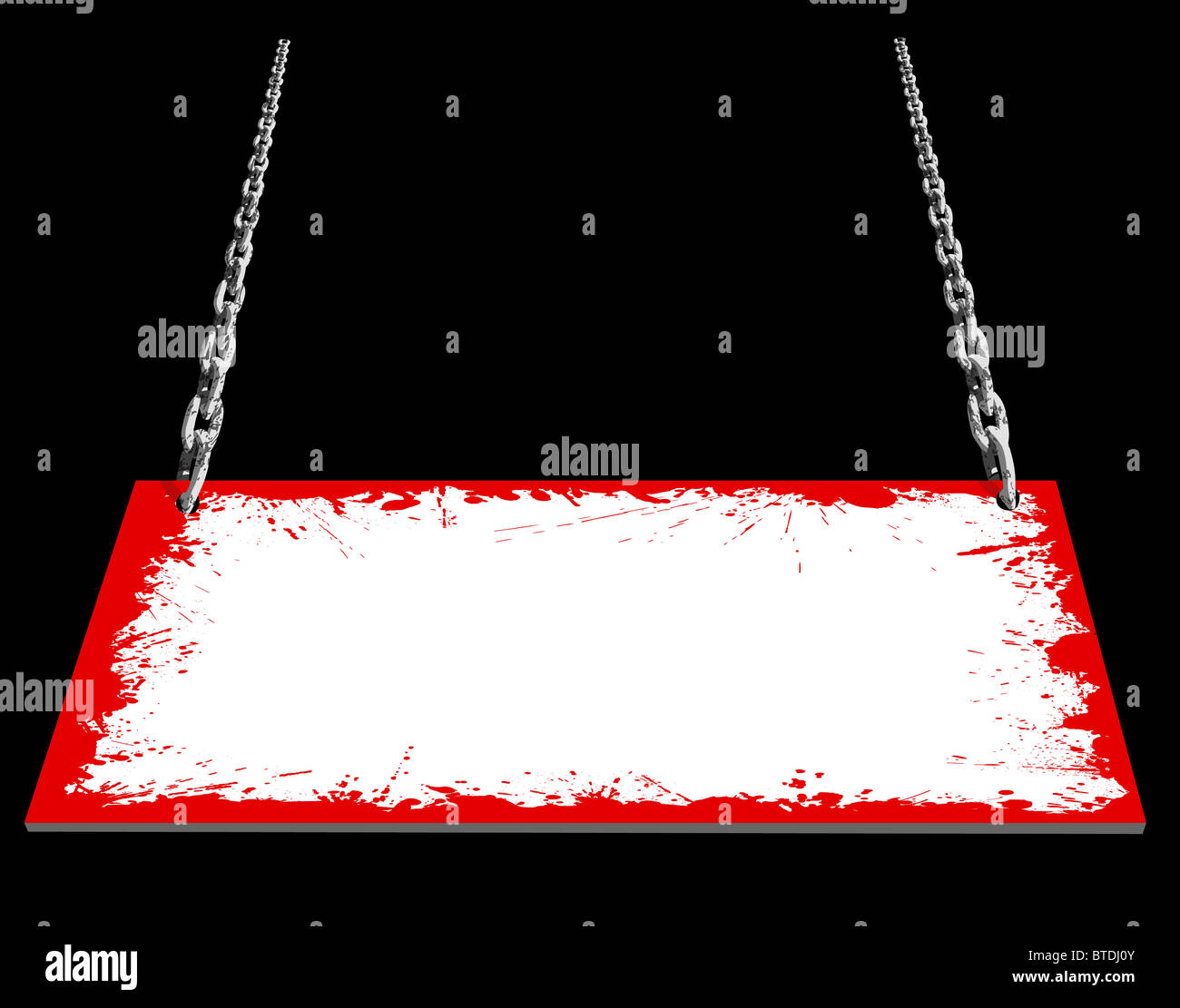 Illustration of a blank sign hanging by chains Stock Photo - Alamy