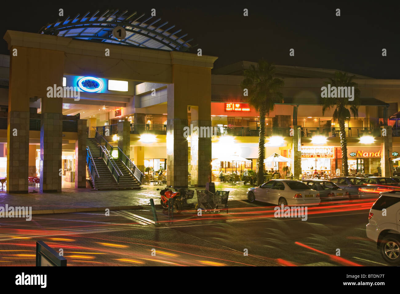 Riverwalk Shopping Mall lit up at night Stock Photo - Alamy