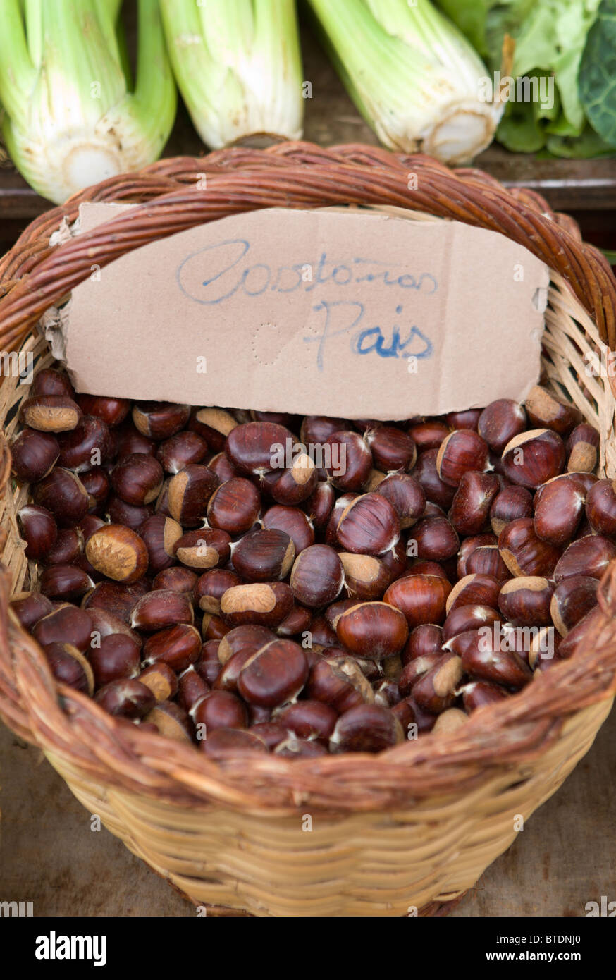Chestnuts on display in a market in Catalonia, Spain Stock Photo - Alamy