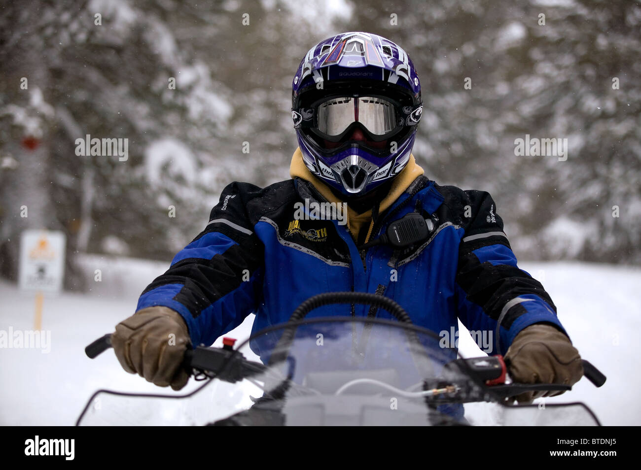 Snowmobile rider at Mammoth Mountain California USA Stock Photo - Alamy