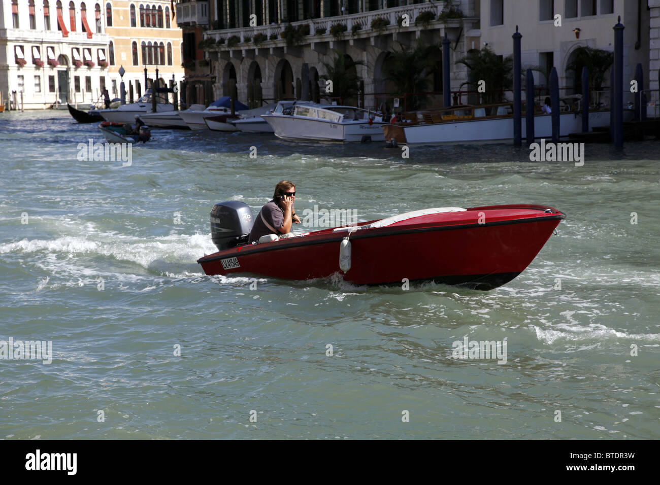 RED SPEED BOAT ON GRAND CANAL VENICE ITALY VENICE ITALY VENICE ITALY 11 ...