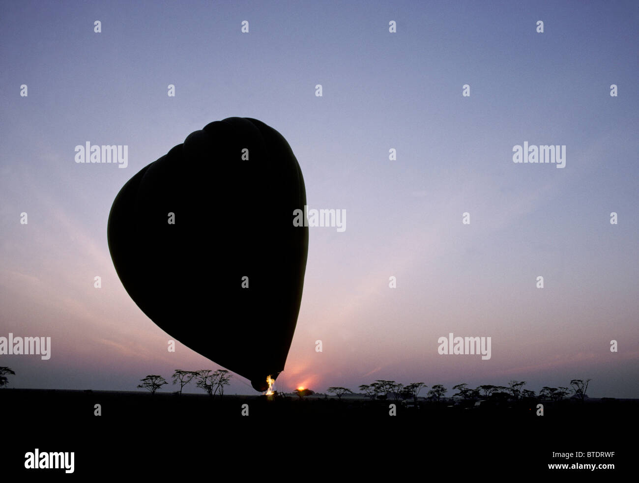 Hot Air Balloon safari launch in the Serengeti National Park Stock ...