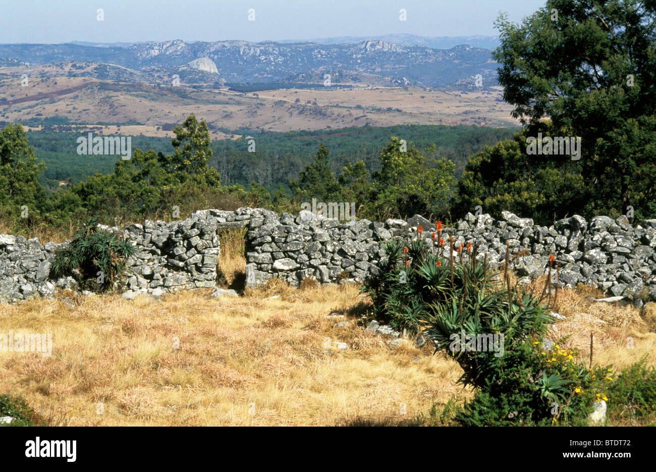 A dry stone wall, part of ruins of ancient civilization at Nyanga Stock ...