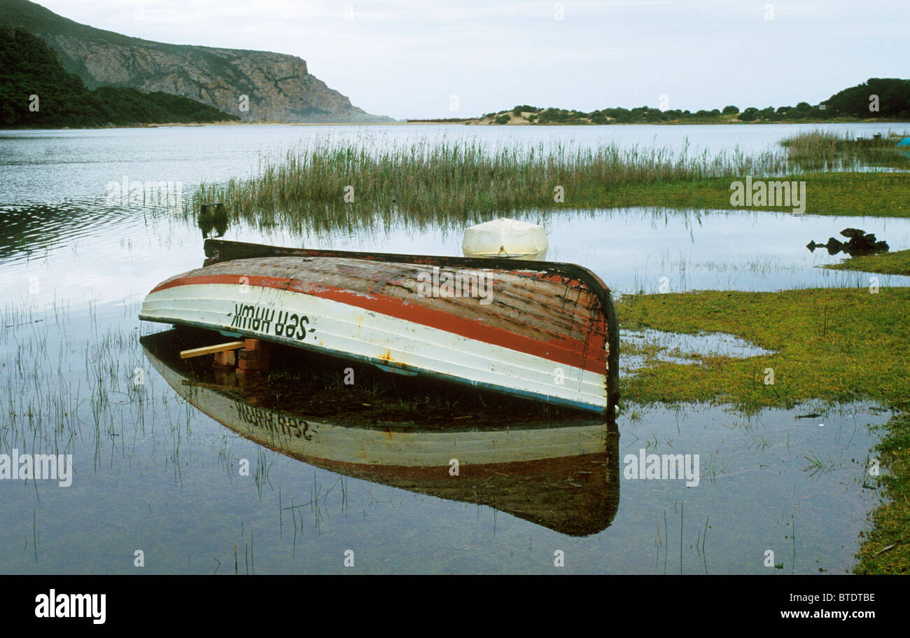 Scenic landscape with upturned fishing boat at Nature's Valley on an ...