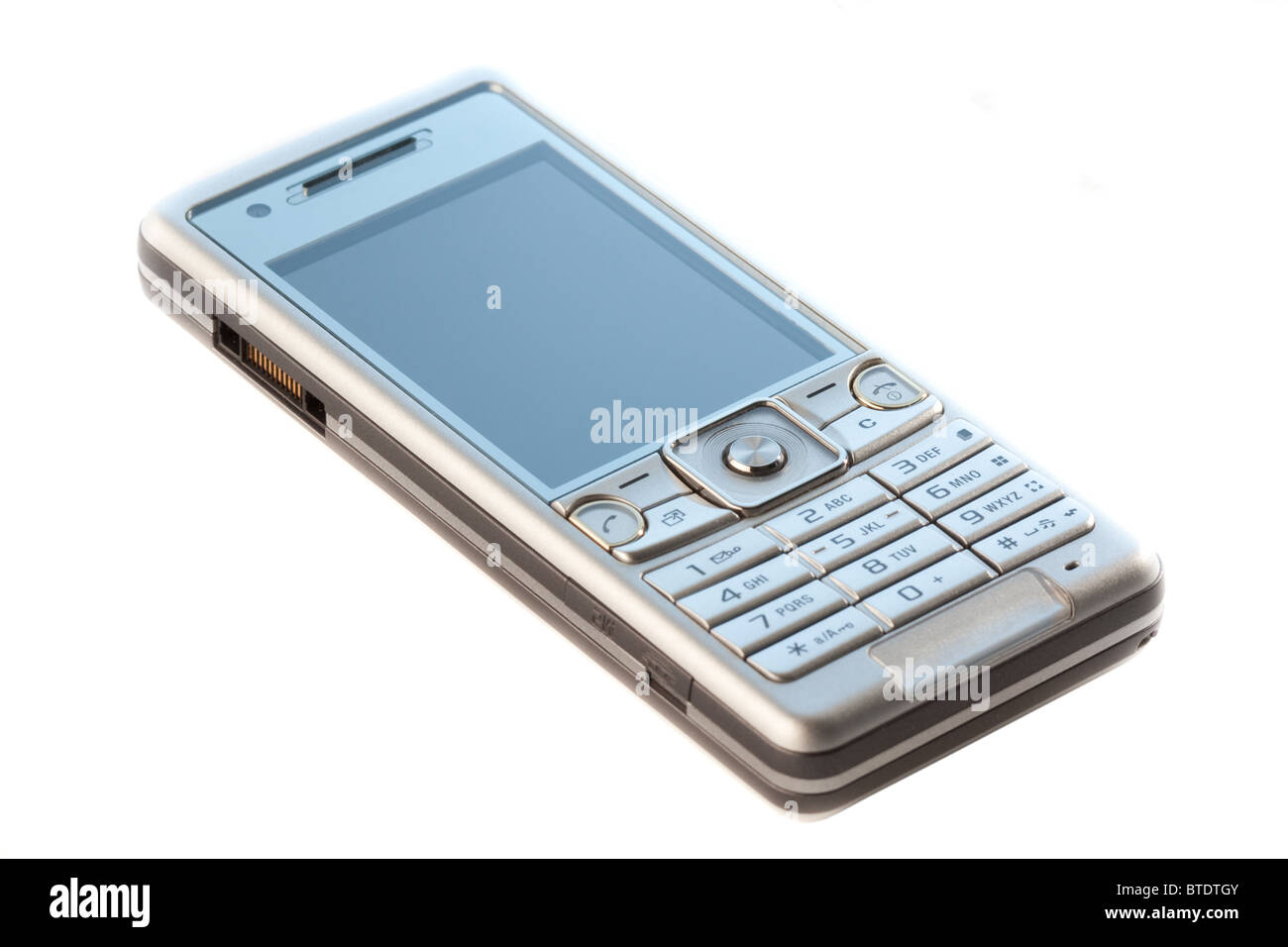 Silver mobile phone isolated on white Stock Photo - Alamy