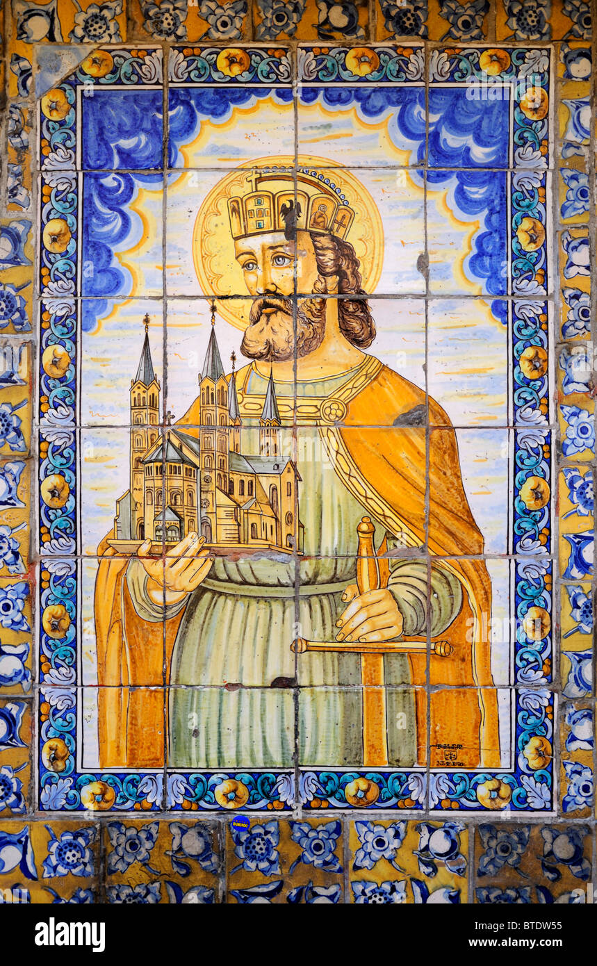 Madrid, Spain. Painted Tiles on exterior wall of the Antique Casa ...
