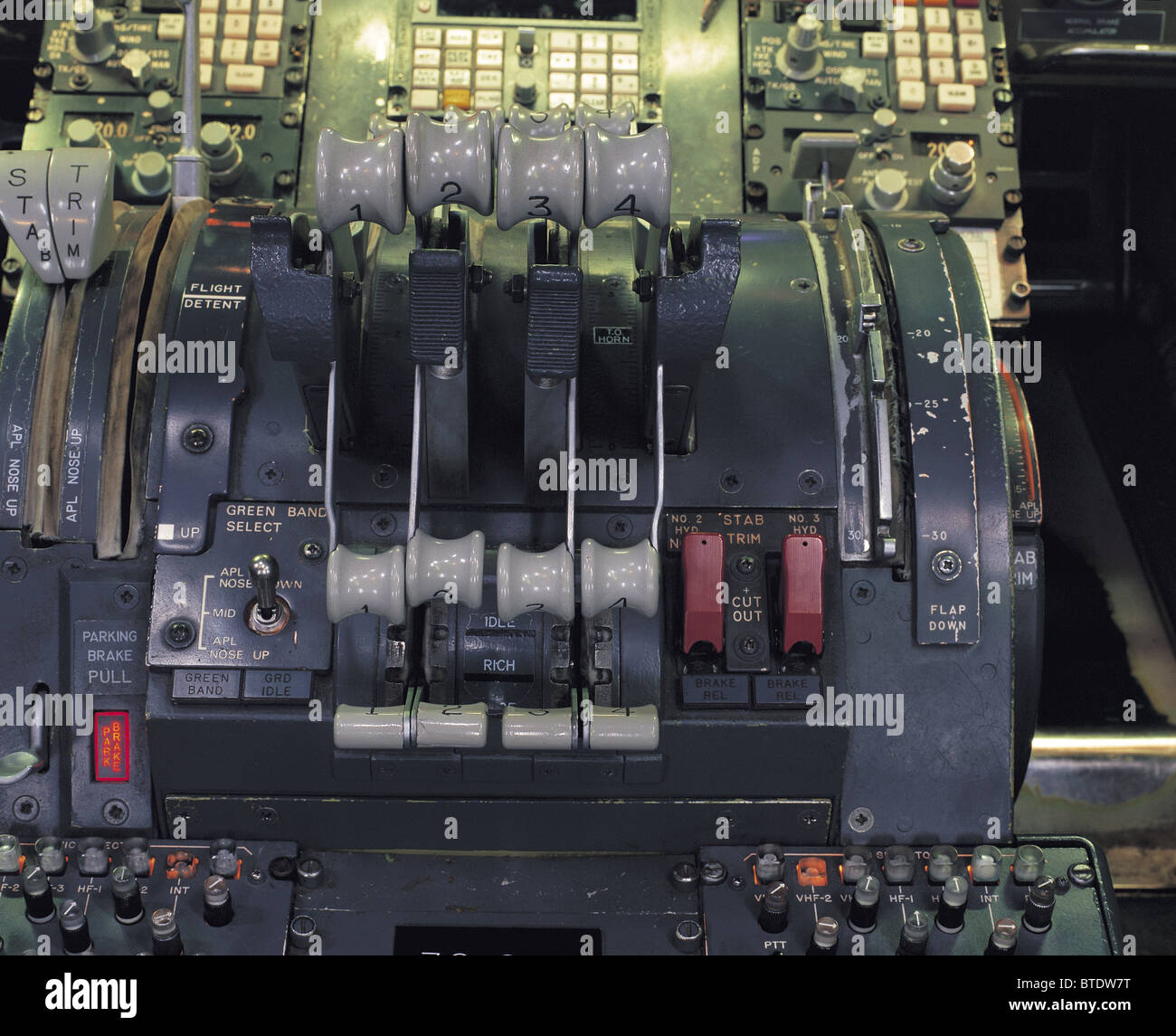 A close-up look at the throttle of a large aircraft Stock Photo - Alamy