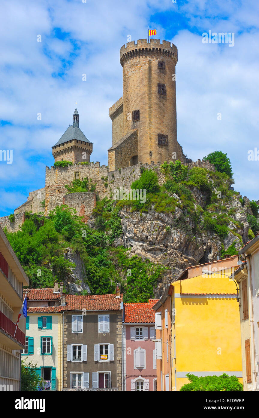 Castle of Foix (Chateau de Foix). Cathar country. Ariege, Midi Pyrénées ...