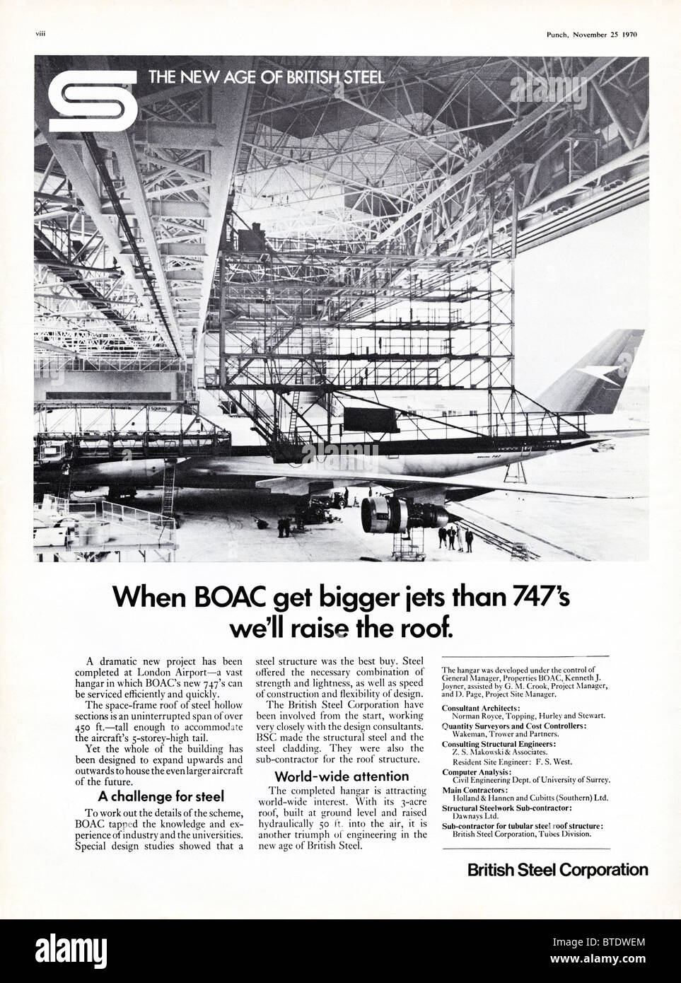 Advert for BSC British Steel Corporation in Punch magazine dated 1st ...